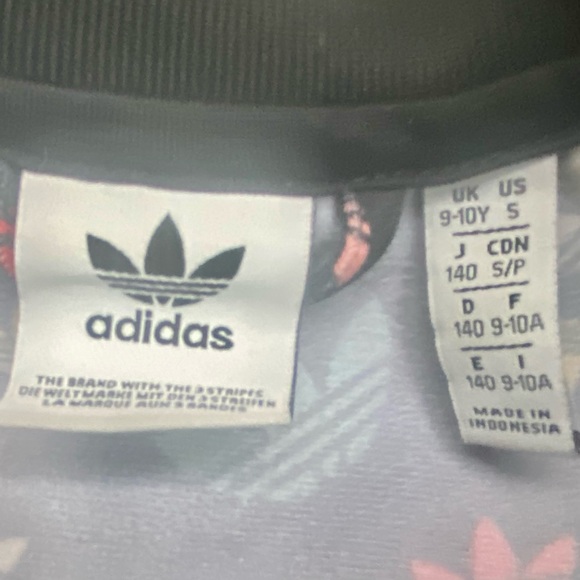 adidas | Shirts & Tops | Adidas Kid Funky Sweatshirt Zip Up Black With Multi Colored Adidas ...